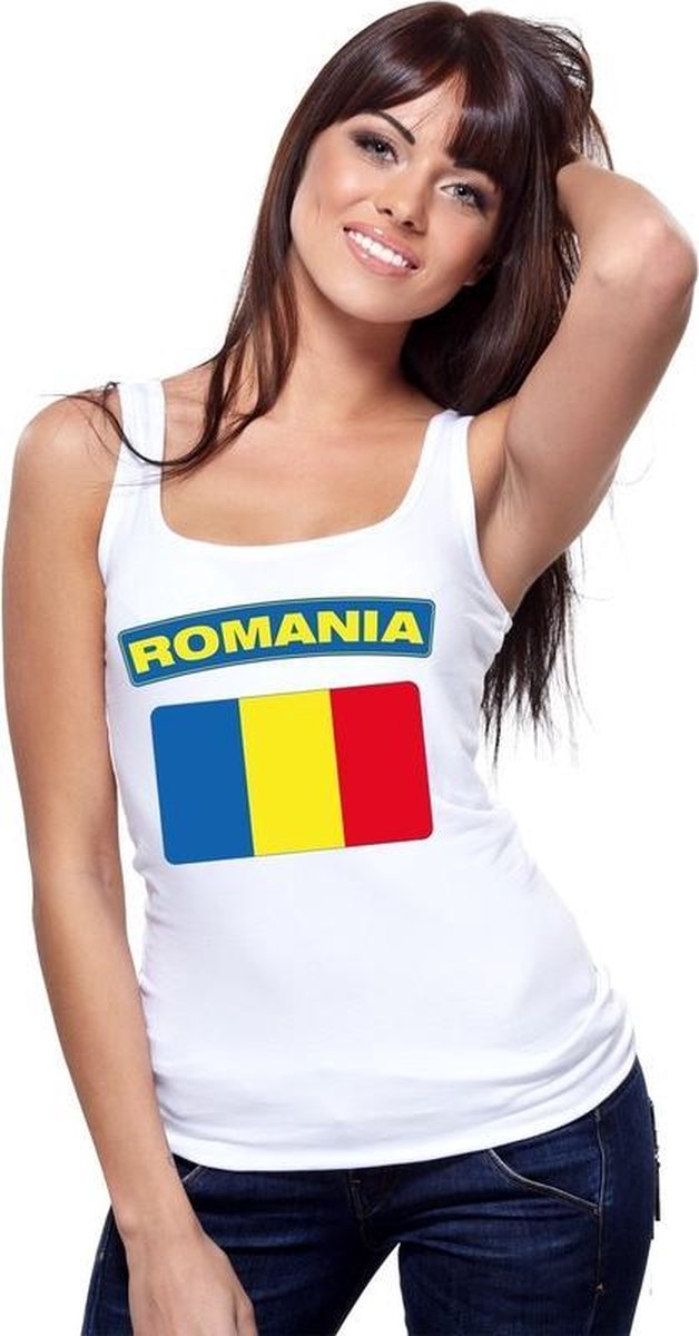Singlet shirt/ tanktop Roemeense vlag wit dames S | bol.com