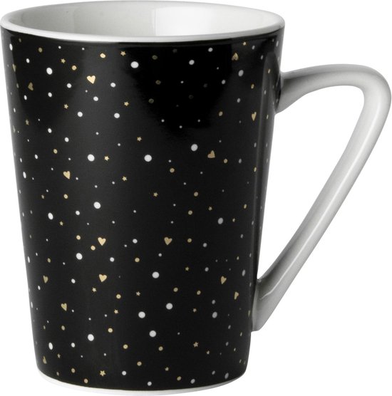 Dutch Rose Loft Zwart-Wit Mok Zwart met Glitters 31 cl | bol