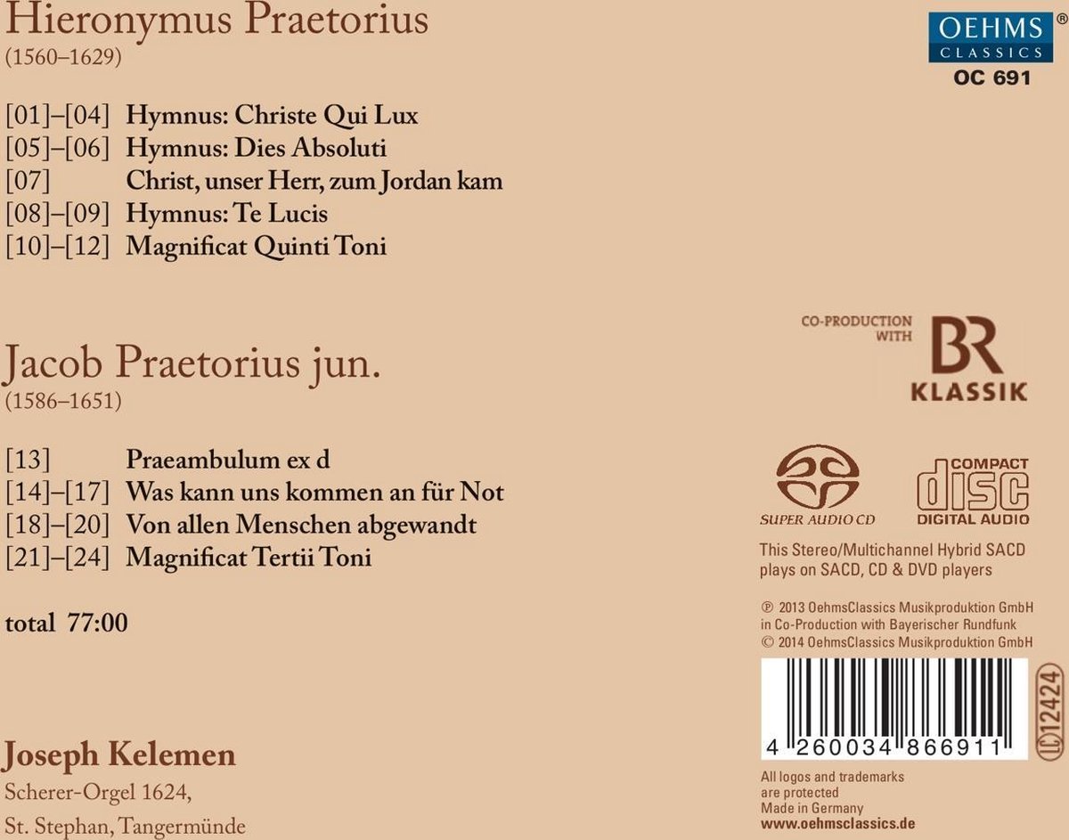 Joseph Kelemen - Works By Hieronymus And Jacob Praetorius (Super Audio ...