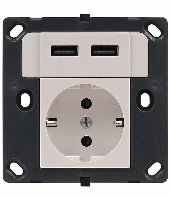 USB-Contactdoos met 2 x 2.1 usb inbouw oplader | bol