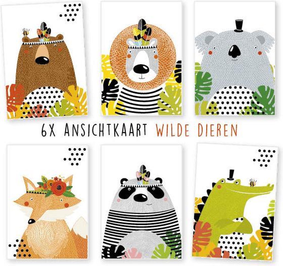 Kimago.nl - wenskaarten - kaartenset - ansichtkaarten - Verjaardag - wilde dieren - 6... | bol.com