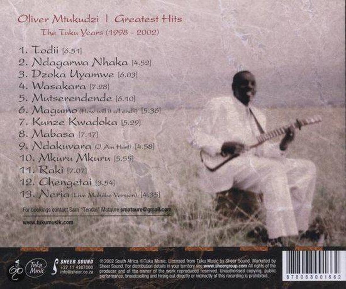 Greatest Hits: The Tuku Years 1998-2002, Oliver 'Tuku' Mtukudzi | CD ...