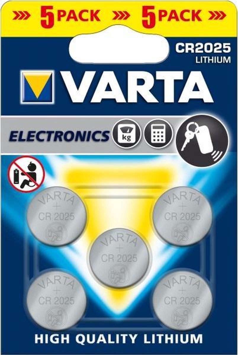 100 Stuks (20 Blisters a 5st) - VARTA CR2025 3v lithium knoopcel batterij | bol.com
