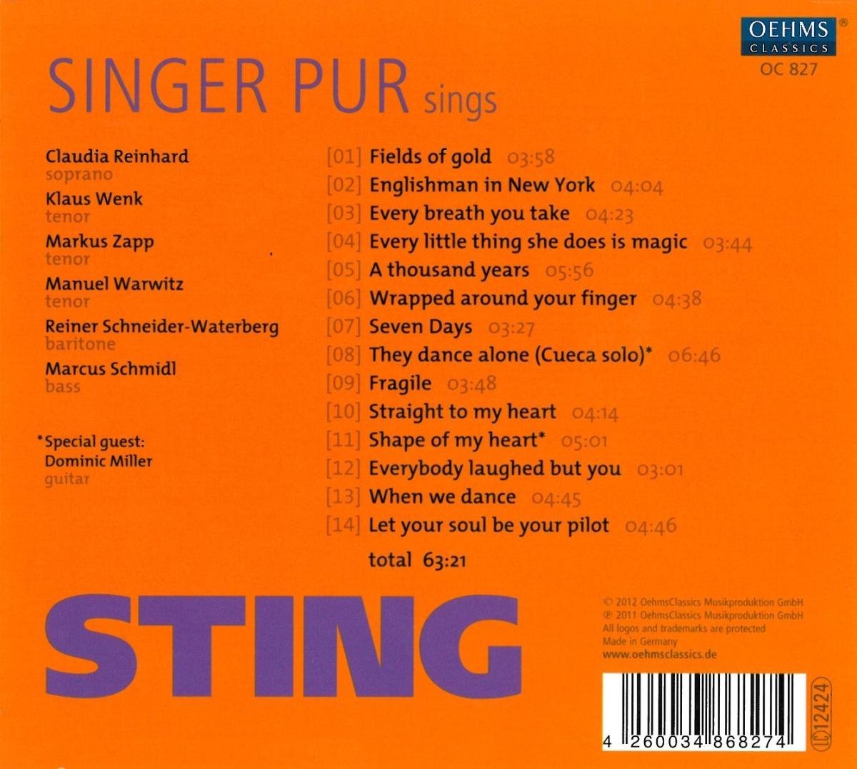 Singer Pur Sings Sting, Singer Pur | CD (album) | Musique | bol.com