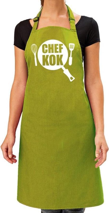 Chef kok barbeque schort / keukenschort lime groen voor dames - bbq ...