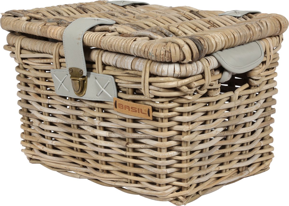 Basil Denton Fietsmand M - Voor - Rotan - Grijs - Medium | bol