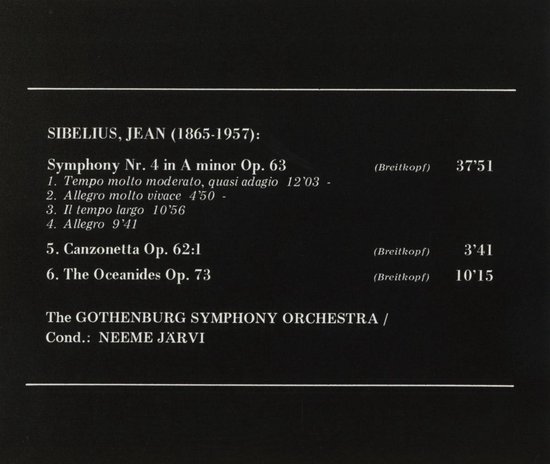 Gothenburg Symphony Orchestra - Sibelius: (Compl.Ed. 12), Symphony No.4 (CD), Neeme... | bol