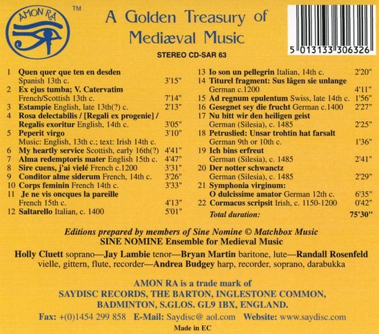 Various Artists - A Golden Treasury Of Mediaeval Musi (CD), various ...