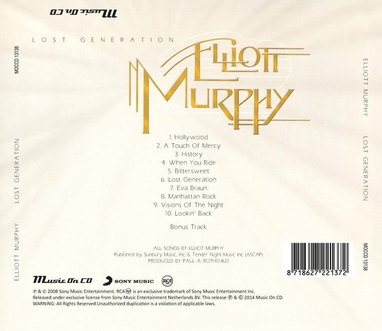 Lost Generation, Elliott Murphy | Muziek | bol