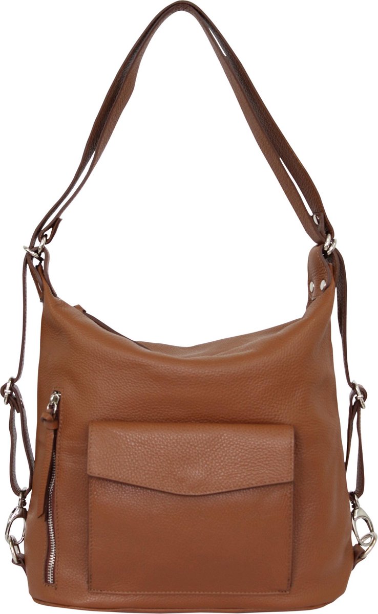 Italiaanse dames handtas, schoudertas rugzak 2 in 1 van echte leer ...