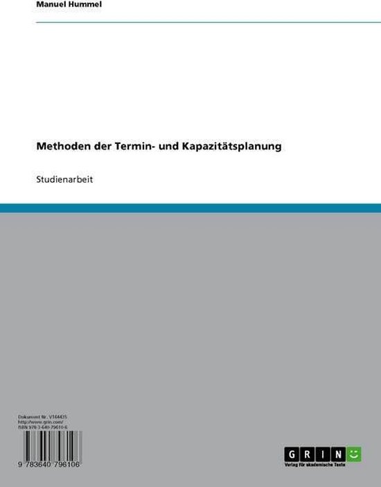 Methoden Der Termin- Und Kapazit Tsplanung (ebook), Manuel Hummel ...