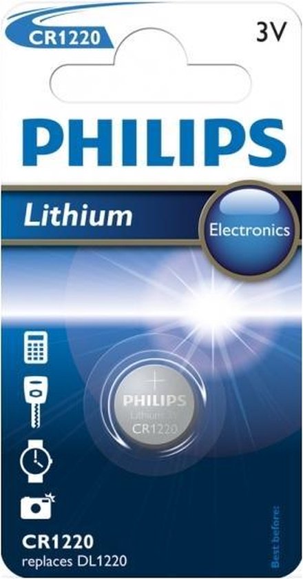 10 Stuks - Philips CR1220 3v lithium knoopcelbatterij | bol