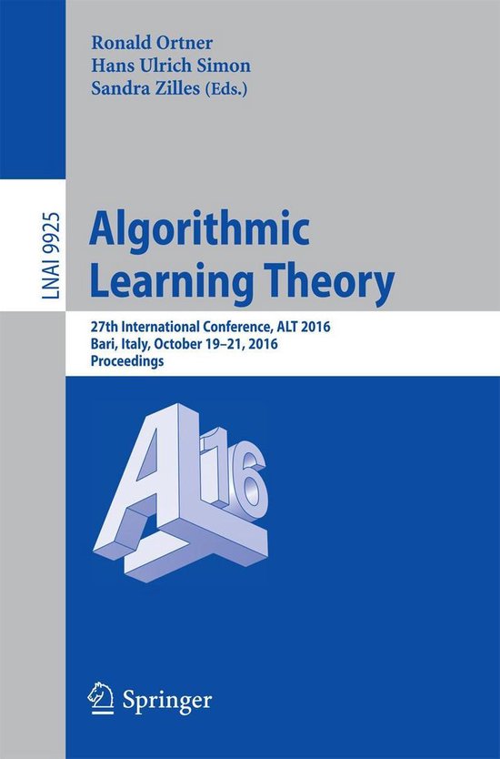 Lecture Notes In Computer Science 9925 Algorithmic Learning Theory 6256