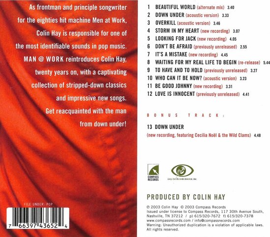 Man At Work - Hay Colin, Colin Hay | Muziek | bol