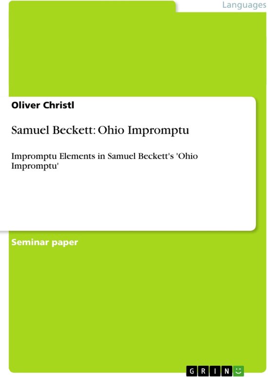 Samuel Beckett: Ohio Impromptu (ebook), Oliver Christl | 9783640495801 ...
