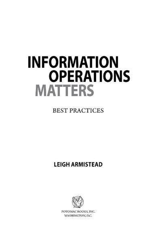 Information Operations Matters (ebook), E. Leigh Armistead ...