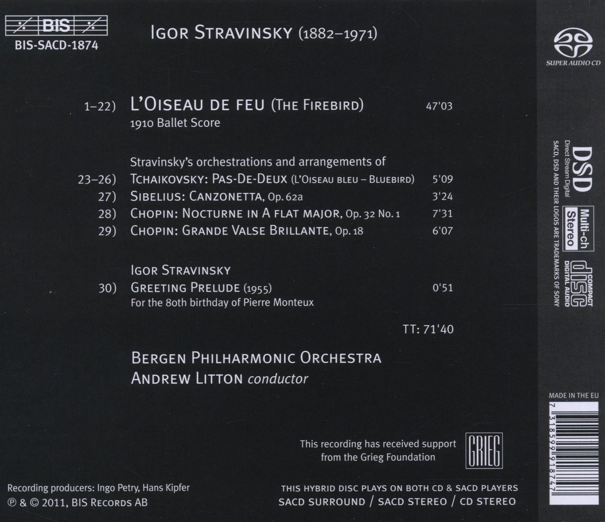 Bergen Philharmonic Orchestra, Andrew Litton - Stravinski: The Firebird ...