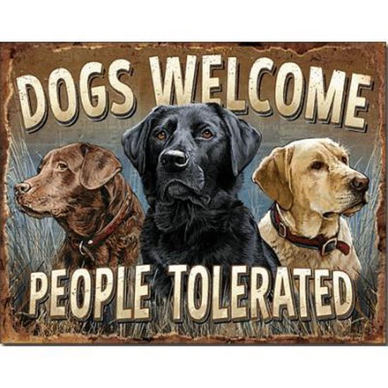 Dogs Welcome Wandbord -30x40cm- | bol