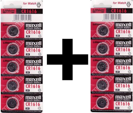 CR1616 Knoopcel 10 Stuks 3V LIithium Batterij - 1+1 Gratis - Maxell | bol.com
