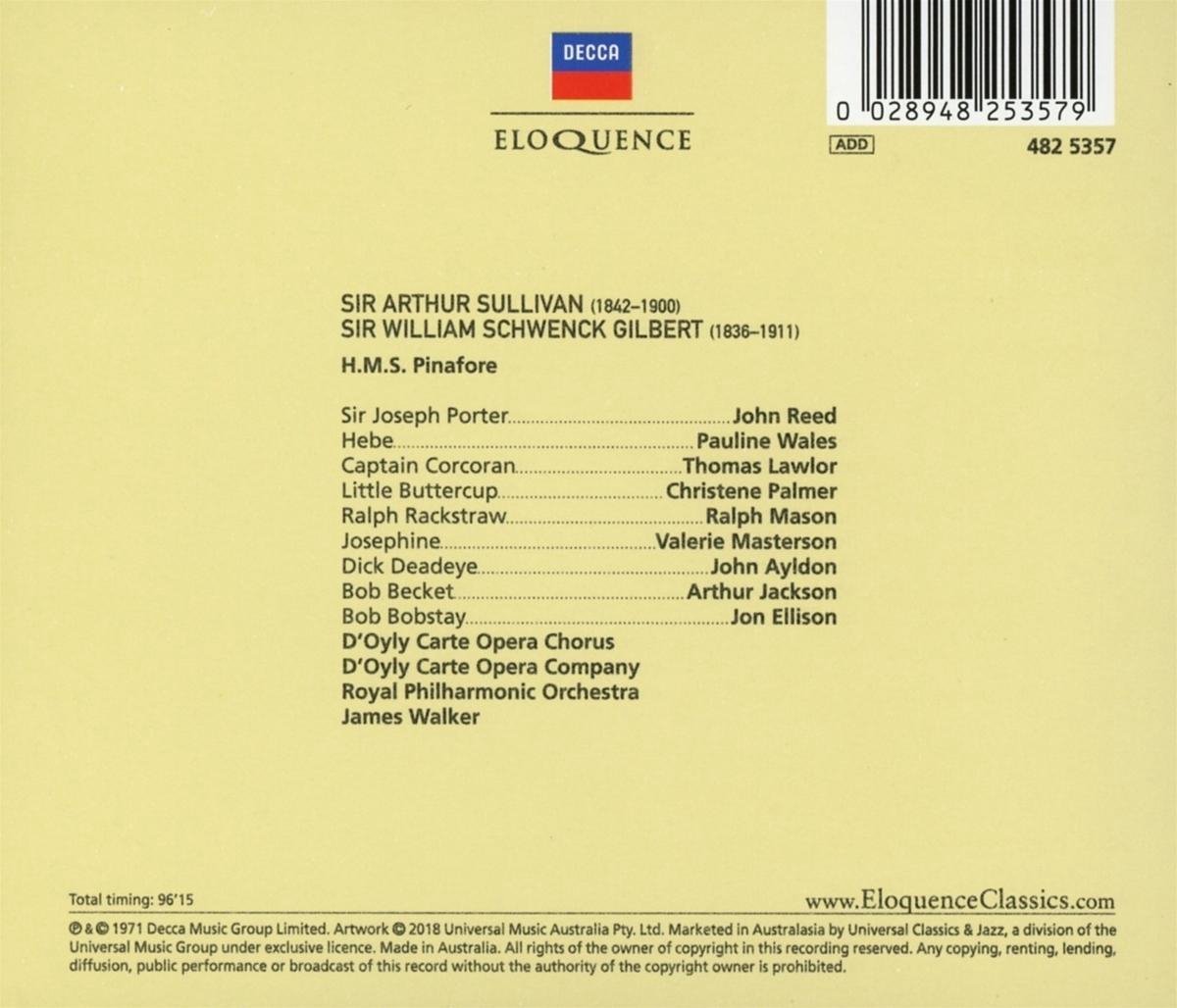 Gilbert & Sullivan: Hms Pinafore, James Walker | CD (album) | Muziek | bol