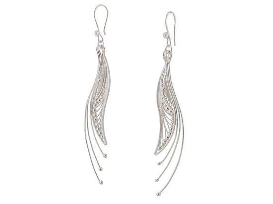 Lange zilveren filigrain oorhangers uit Peru | bol