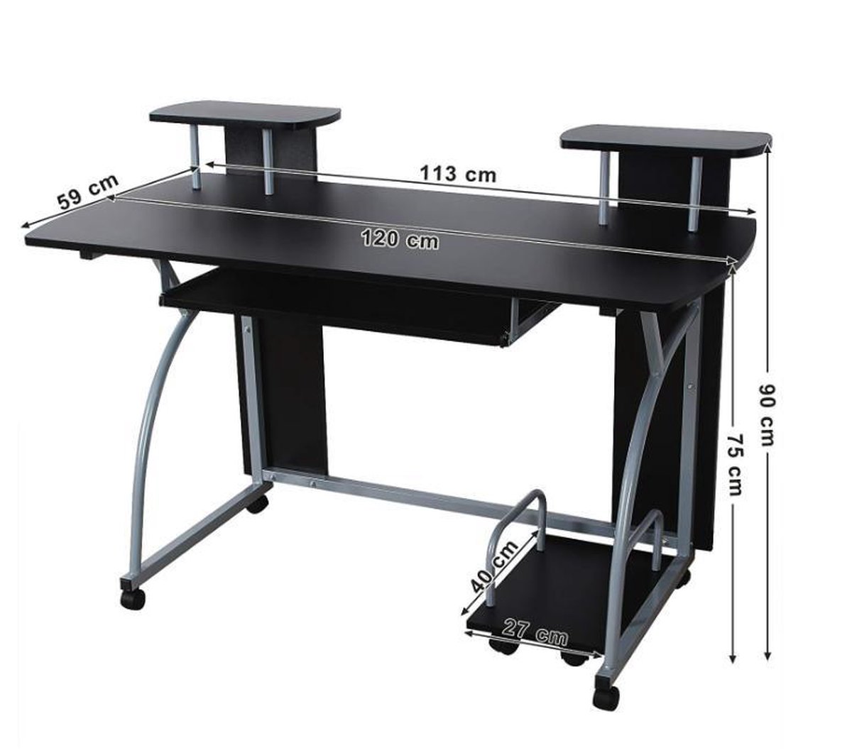 MIRA - Computertafel op wielen | Verrijdbaar | Computer | Bureau ...