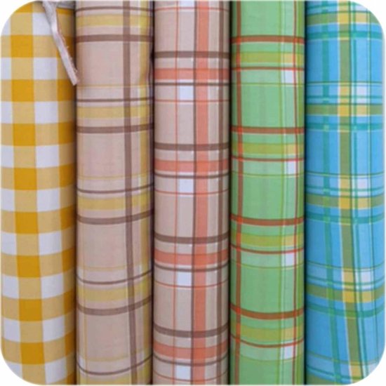 Tafelzeil op rol Schotse ruit beige met gele streepjes 11m bij 1,20m ...