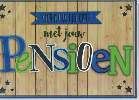 Wenskaart - A4 - XL wenskaart - Gefeliciteerd met je pensioen ...