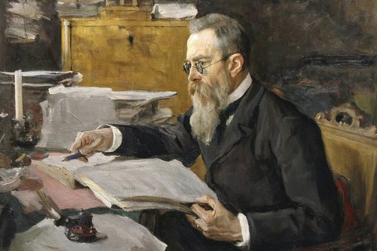 Valentin Serov - Portrait of Nikolai Rimsky-Korsakov - Portret van ...
