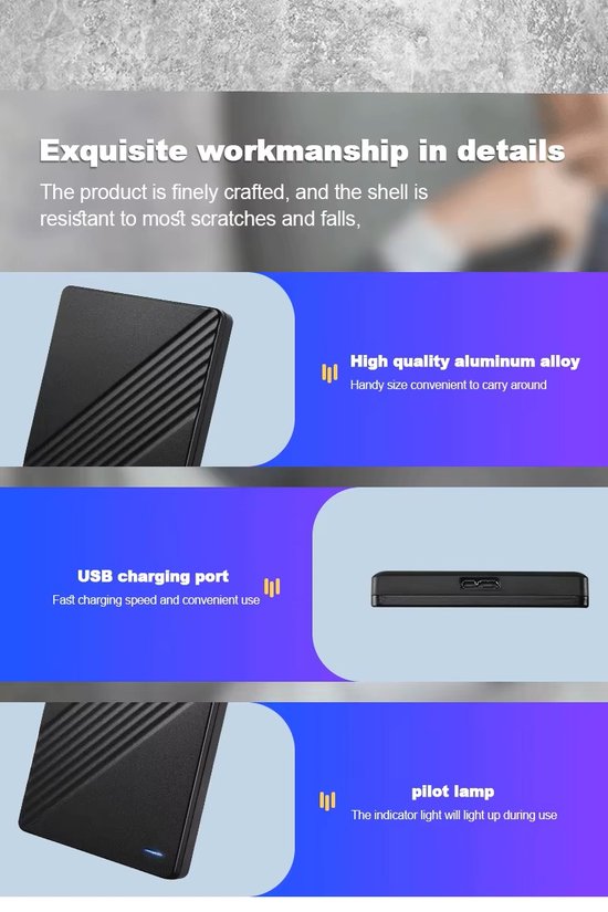 Xlon Draagbare Externe HD 1TB Externe Harde Schijf HDD 1 TB Geheugen ...