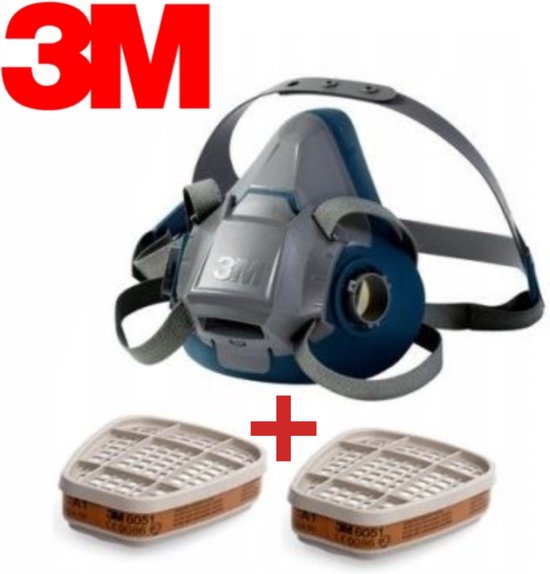 3M origineel 6502 Halfgelaatsmasker-maat M + 2 filters 6051-compleet ...
