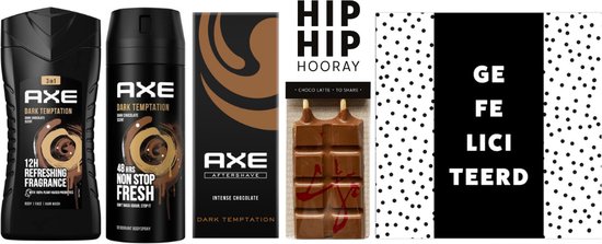 Axe Cadeauset Dark Temptation Gefeliciteerd Chocolade - Axe Showergel ...