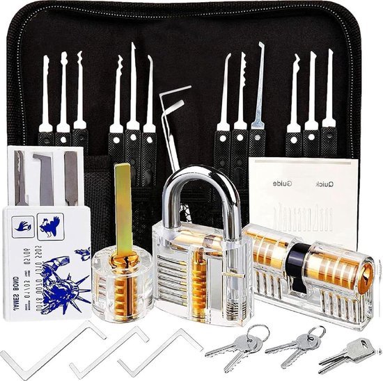 Lockpick set 35PCS met transparante training sloten-leer Lock Picking ...
