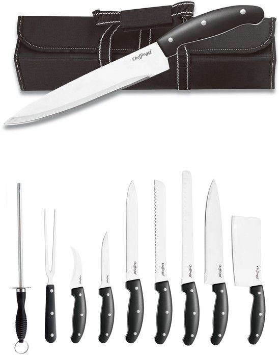 Cheffinger Messenset - 10-delig | BBQ & Keuken | Inclusief Opbergtas | bol