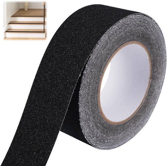 Non-Slip Adhesive Tape for Stairs 5 cm x 10 m - Black Self-Adhesive ...