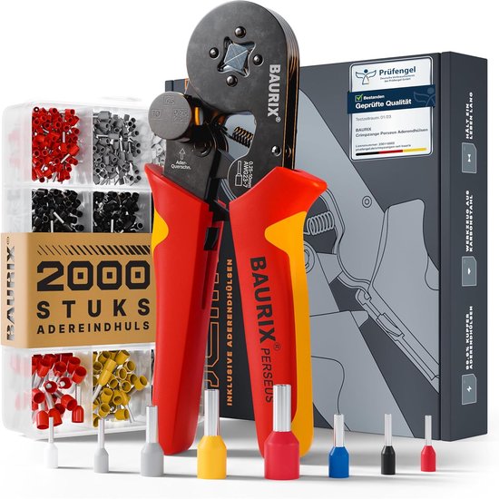 BAURIX® Krimptang voor adereindhulzen, Zelfinstellende Krimp Tang 0,25 ...