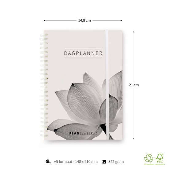 Planjeweek.nl | Prikkelarme A5 dagplanner planboekje Lotus met wire-o ...