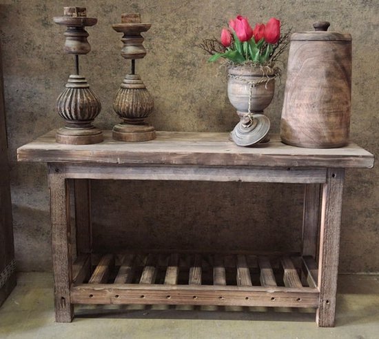 Steigerhouten bankje hal bankje gebrand voor landelijke look | bol