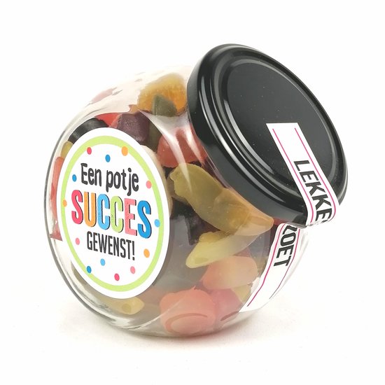 Succes cadeautje, Een potje succes gewenst!, gevuld met winegum mix - Snoeppot Succes... | bol