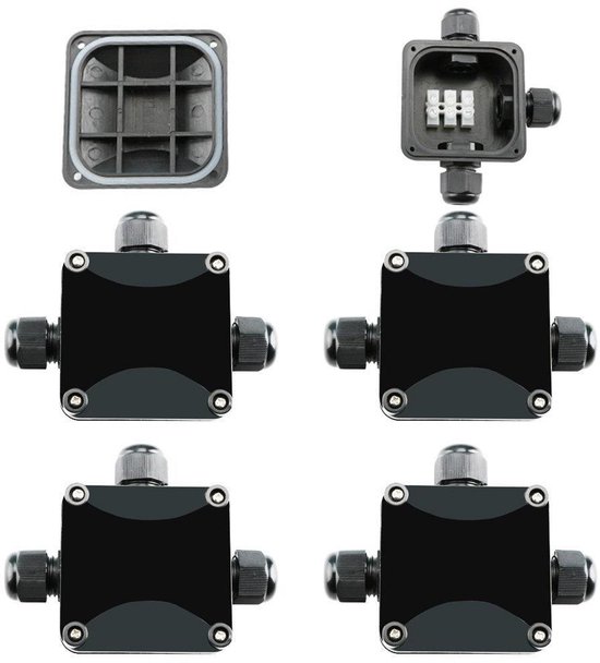IP66 waterdichte aftakdoos kabelschroefverbinding Ø 5 mm - 10 mm 3-weg ...