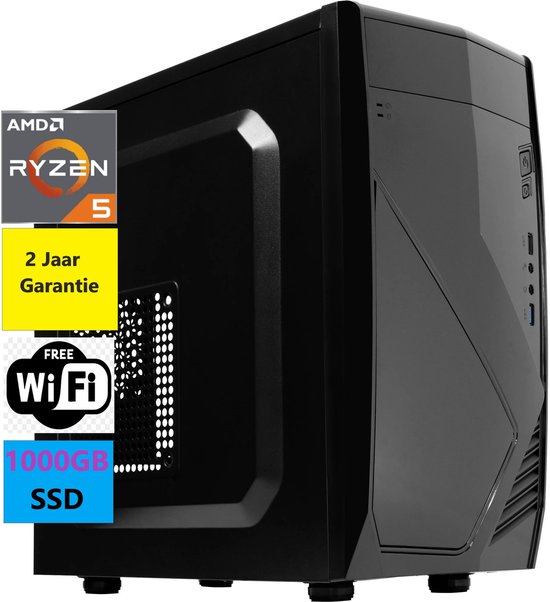 Ryzen Compleet Desktop PC - ryzen 5 - 16 GB RAM - 1000GB SSD - Windows ...