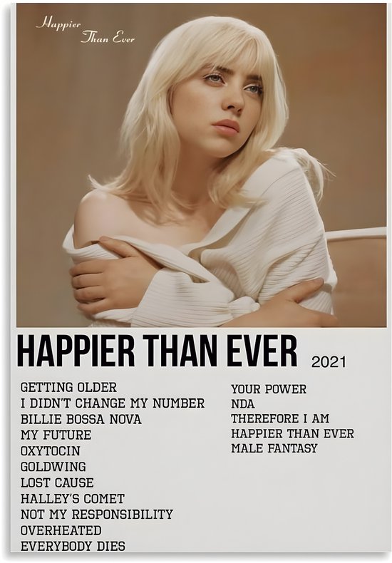 Billie Eilish "Happier Than Ever" Album Cover Poster Ingelijst | bol