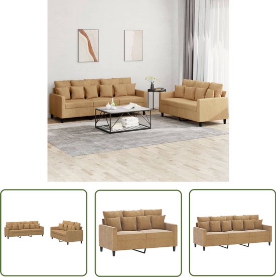 vidaXL Loungeset 2-delig - Fluweel - Bruin Loungeset - Velours Bank ...