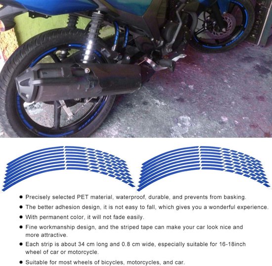 16 stks fiets motorfiets velg streep sticker set reflecterende wiel ...