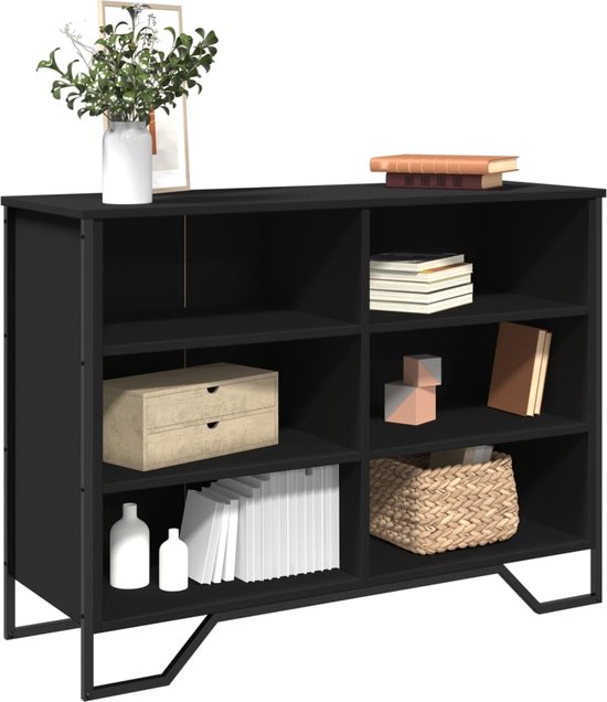 vidaXL Dressoir - Zwart - Bewerkt Hout en Metaal Modern Dressoir ...