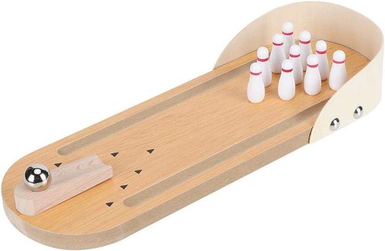 Mini Bowling Wooden Game - Tabletop 10 Pin Bowling Set for Family Party ...