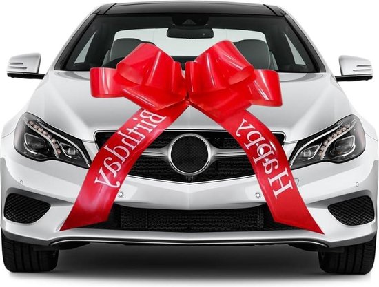 Grote rode strik voor auto - Happy Birthday cadeaustrik - XXL 76 cm ...