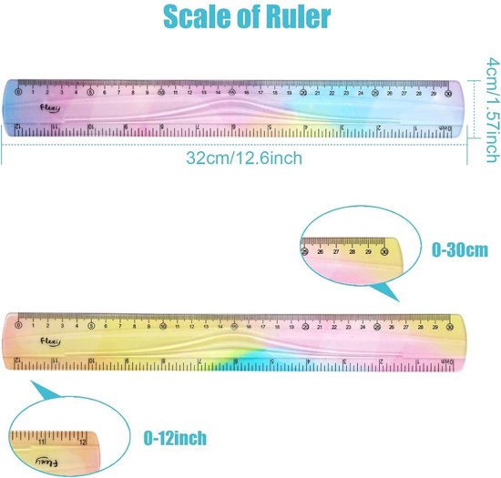 Flexibele Linialen 30cm - Zachte Plastic Buigbare Liniaal - Centimeter ...
