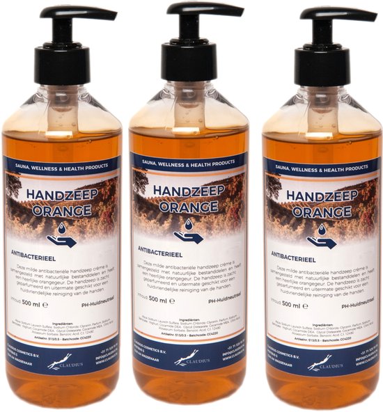 Handzeep Orange 500 ml - met gratis pompje - set van 3 stuks | bol