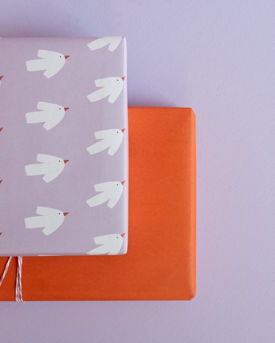 Kado Design - Cadeaupapier - Inpakpapier - Birds - Paars - 70 cm x 200 ...